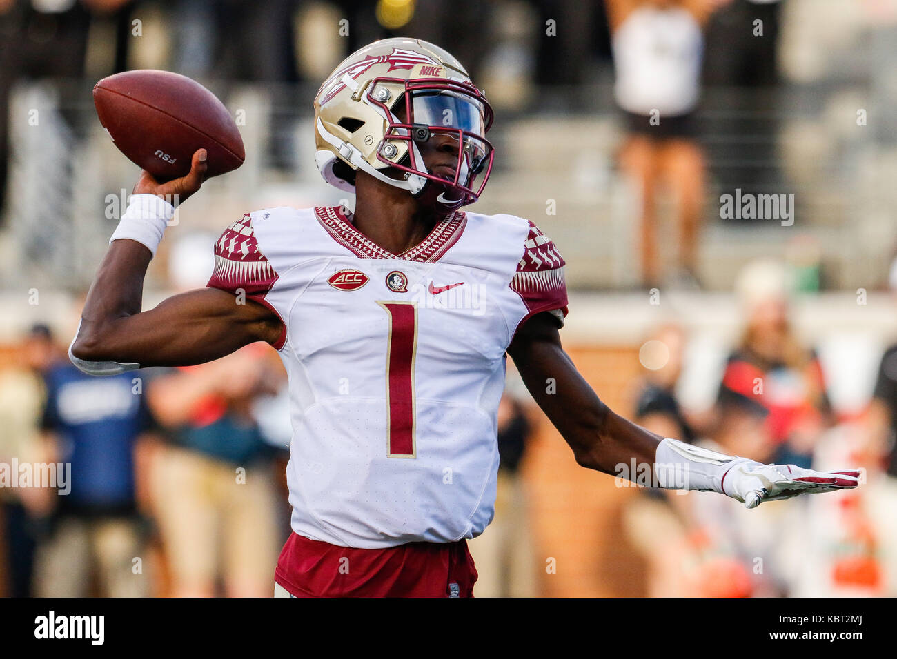 Winston-Salem, NC, USA. 30th Sep, 2017. James Blackman (1) of the ...