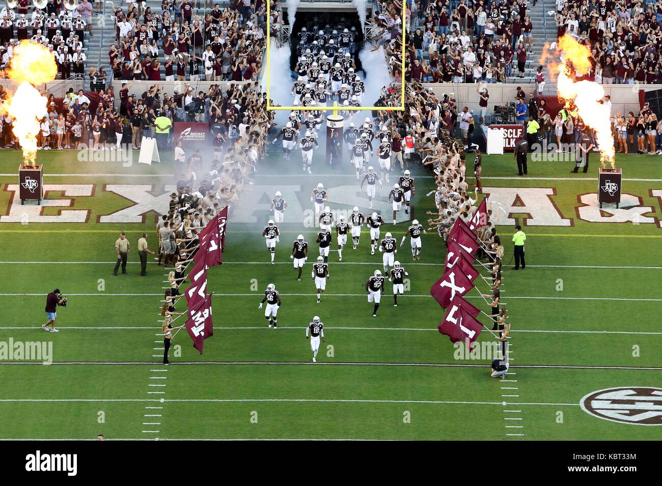 September 30, 2017: The Texas A&M Aggies take the field at the start of ...