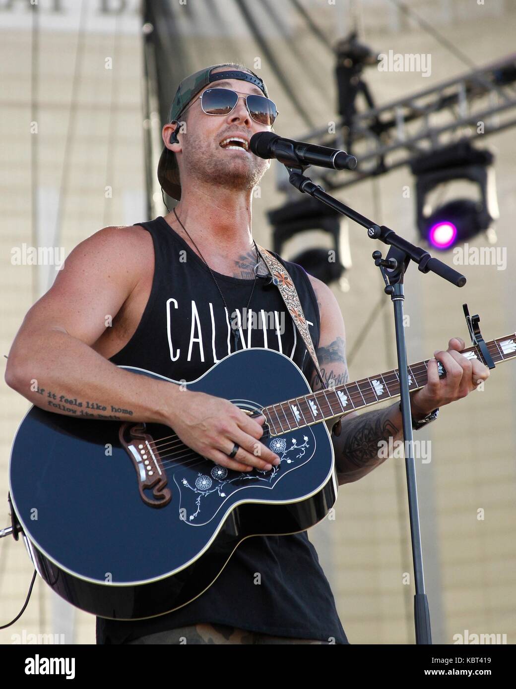 Las Vegas, NV, USA. 30th Sep, 2017. Brett Young on stage for Route 91 ...