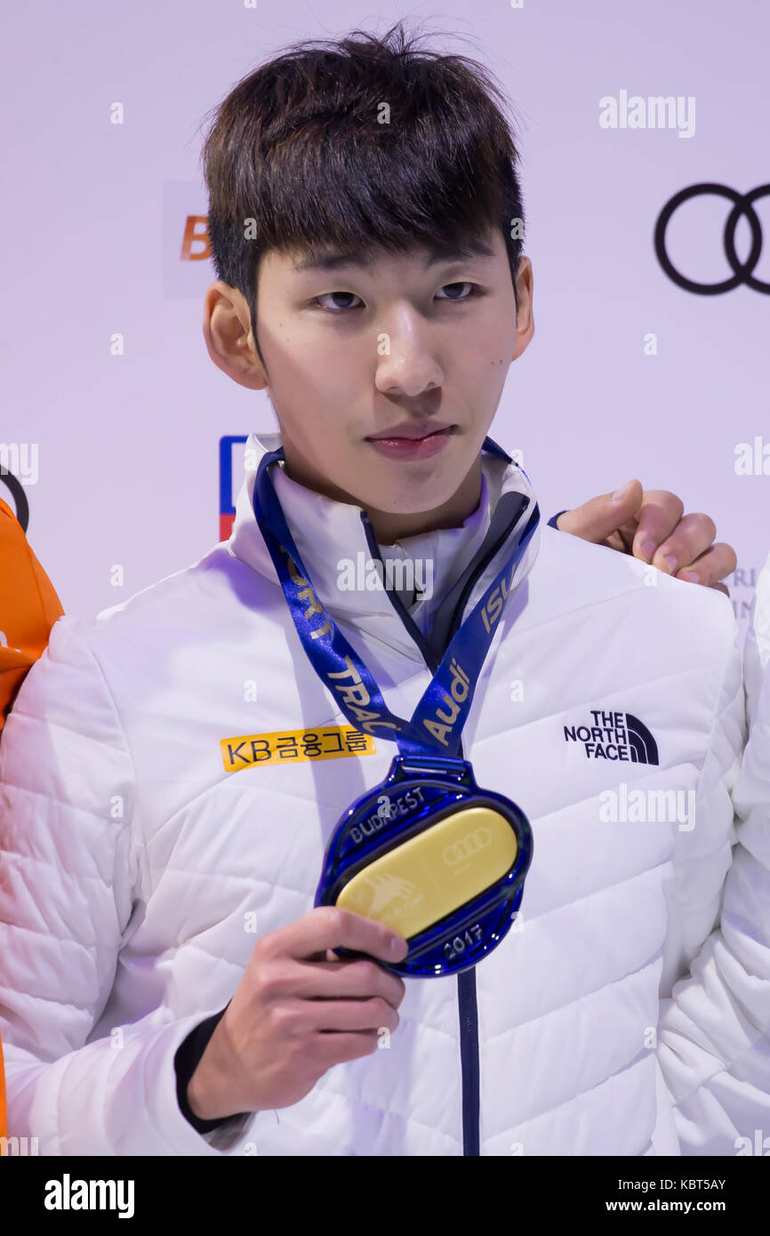 Budapest. 30th Sep, 2017. Gold medalist Lim Hyo Jun of South Korea ...