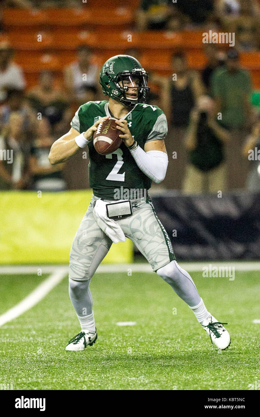 September 30, 2017 - Hawaii Rainbow Warriors quarterback Dru Brown (2 ...
