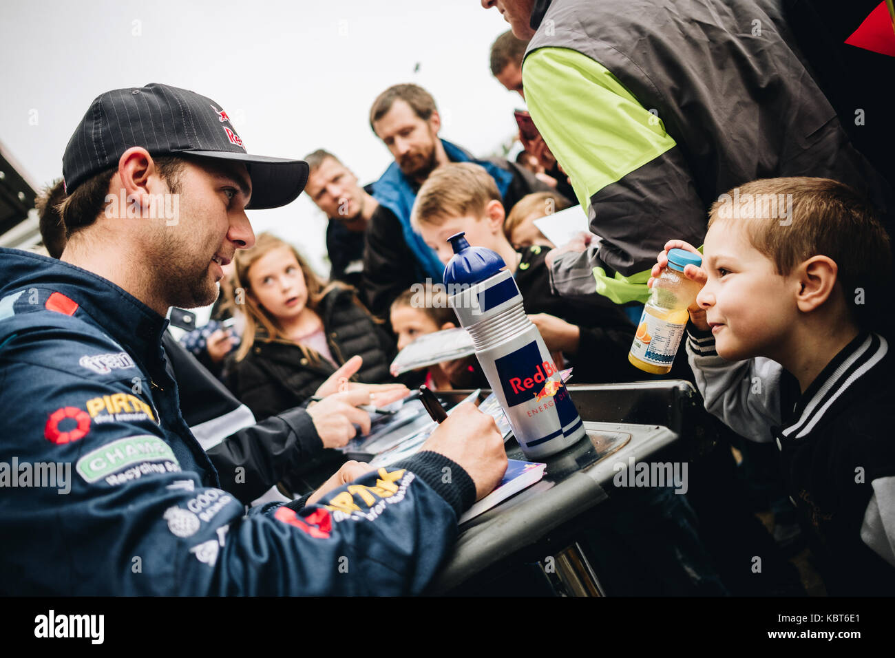Fawkham, Longfield, UK. 1st Oct, 2017. BTCC racing driver Andrew Jordan ...