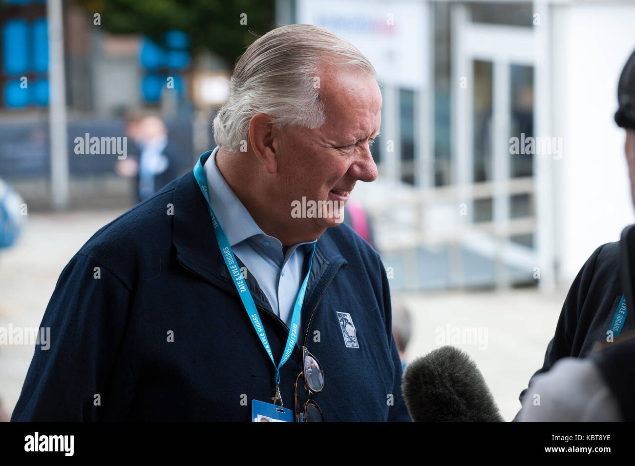Manchester, UK. 1st October 2017. Steven Norris arrive for Day 1 of the ...