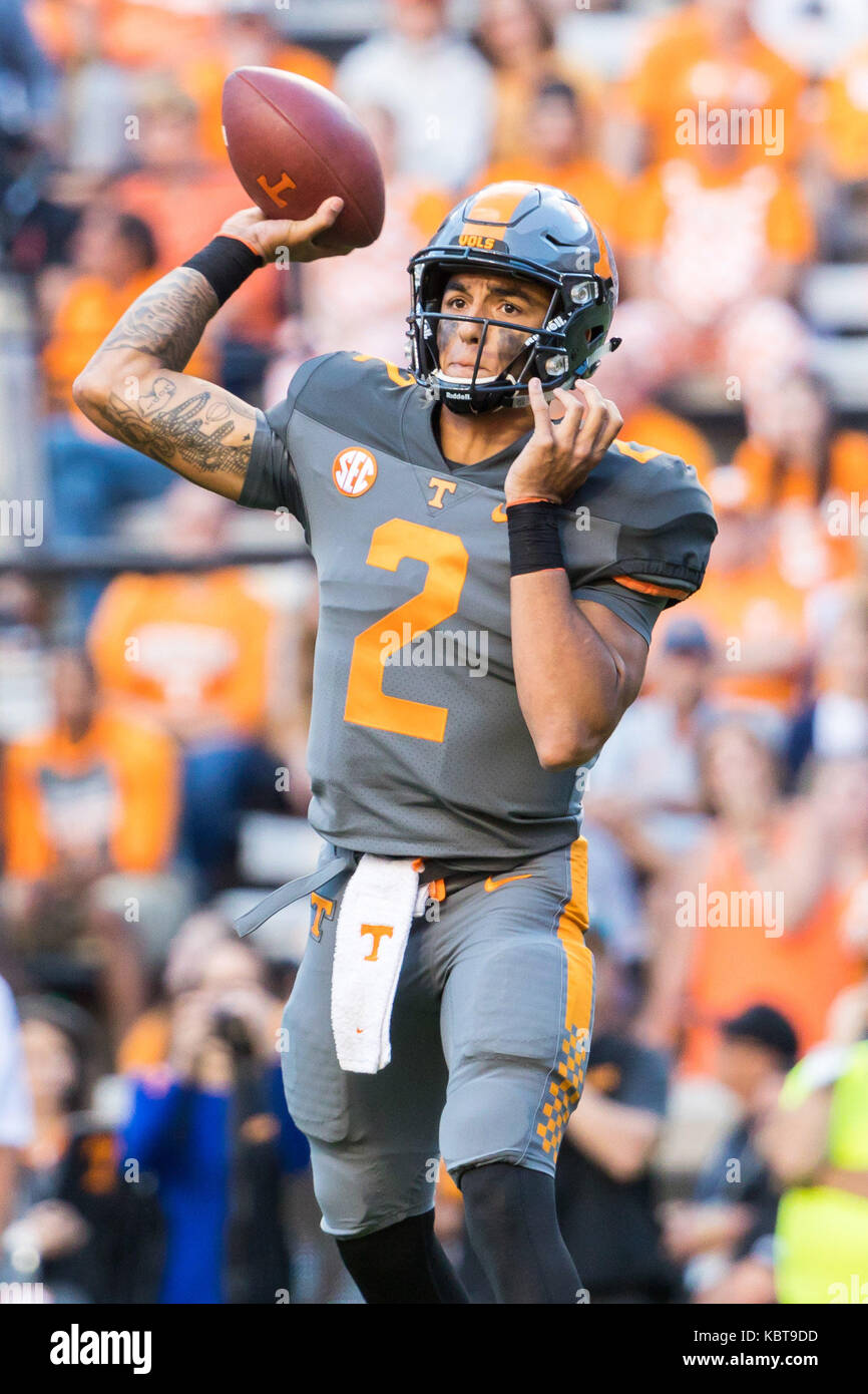 September 30, 2017: Jarrett Guarantano #2 of the Tennessee Volunteers ...