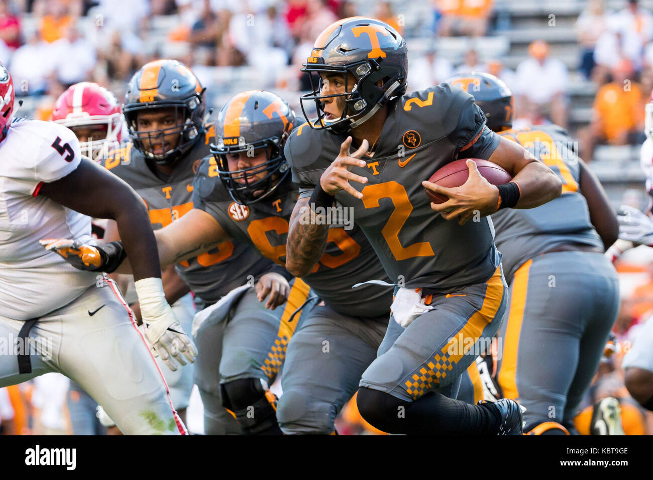 September 30, 2017: Jarrett Guarantano #2 of the Tennessee Volunteers ...