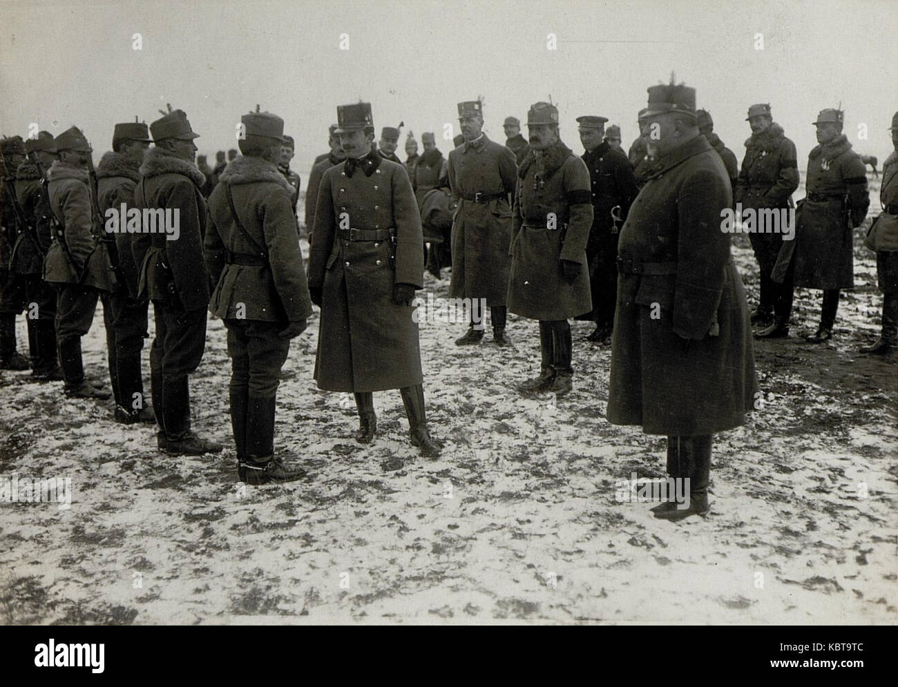 This historical photograph shows Emperor Karl I visiting the Lothringer ...