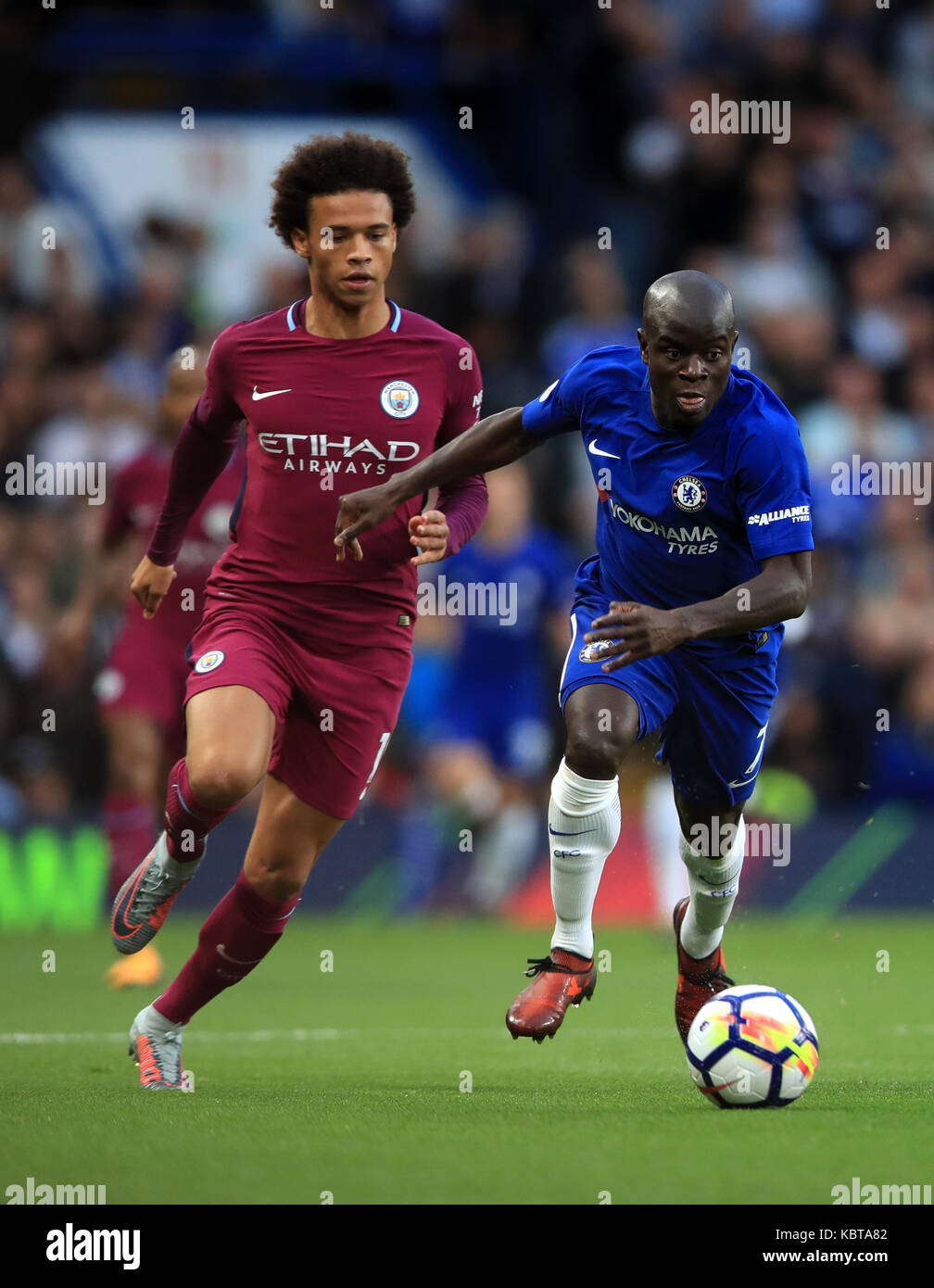 Chelsea's N'Golo Kante (right) and Manchester City's Leroy Sane battle ...