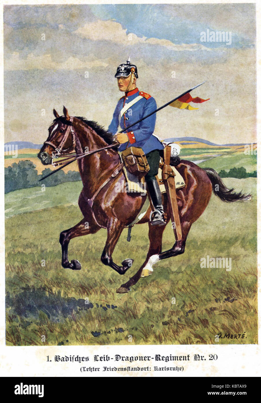 This image depicts soldiers from the 1st Baden Dragoner Regiment Nr 20 ...