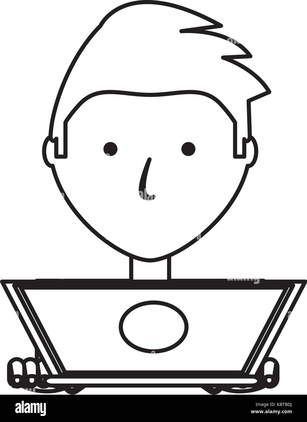 cartoon man working on the computer icon over white background vector ...