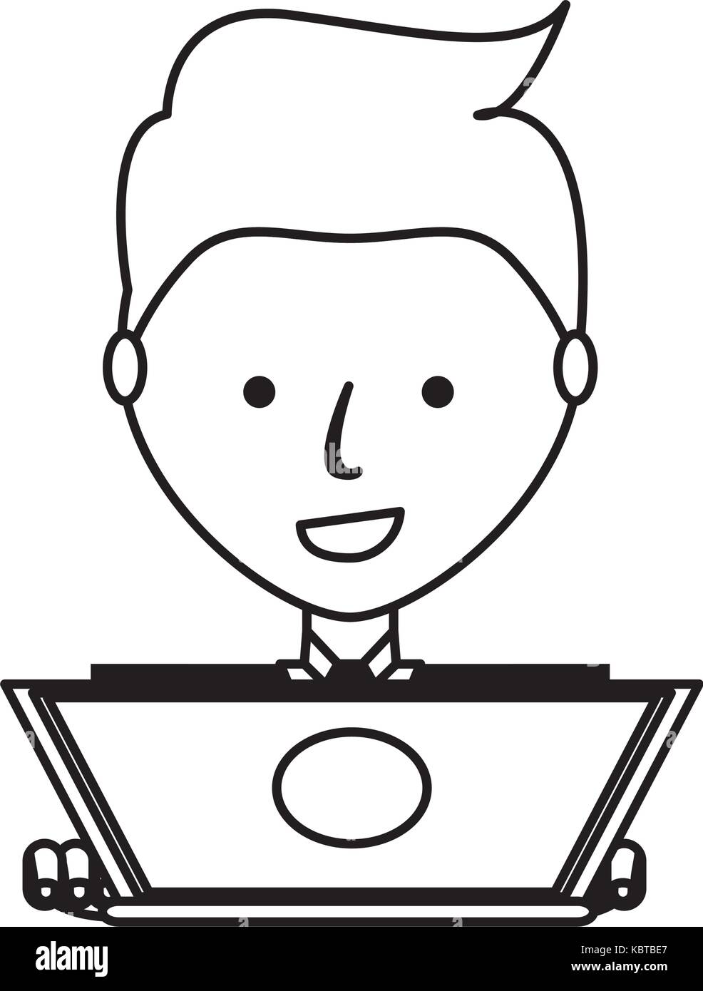 cartoon man working on the computer icon over white background vector ...