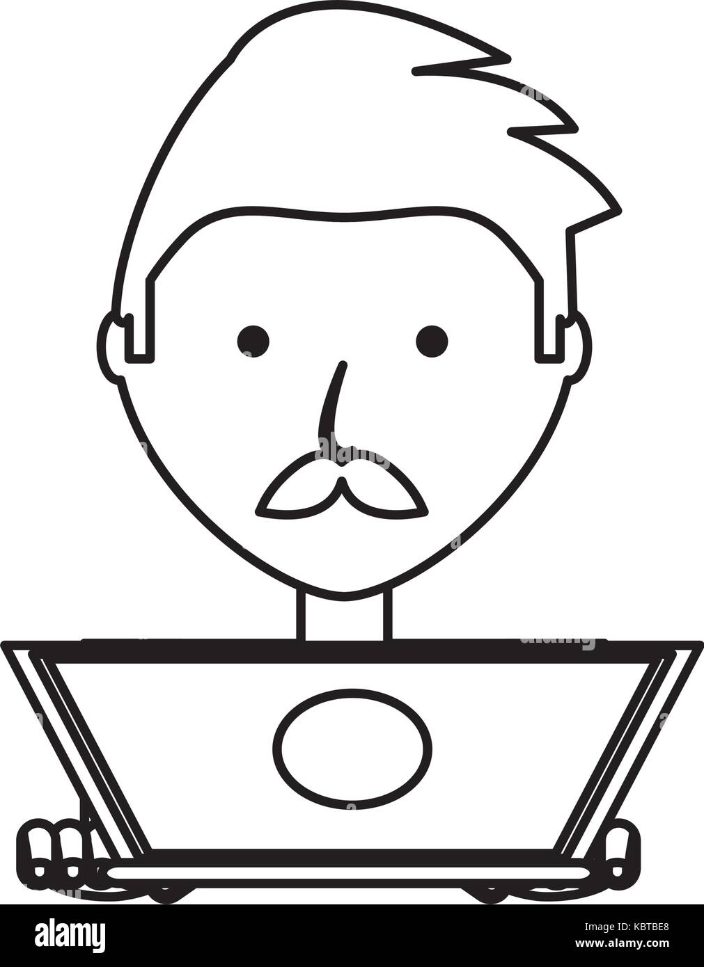 cartoon man working on the computer icon over white background vector ...