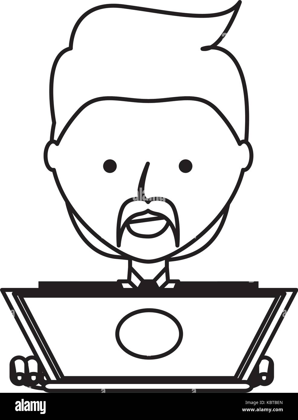 cartoon man working on the computer icon over white background vector ...