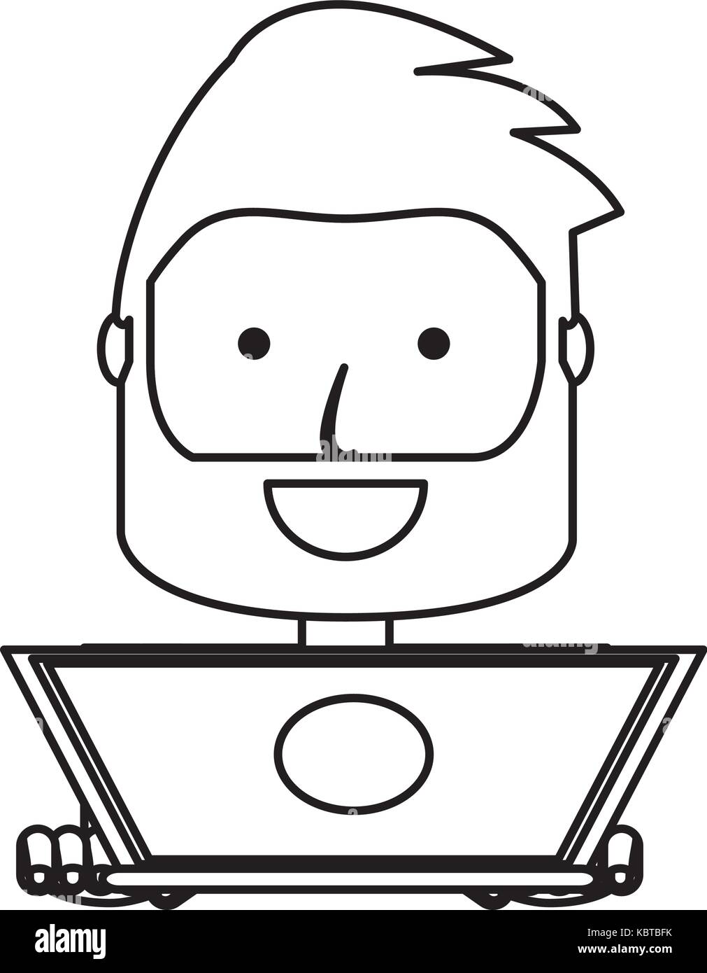 cartoon man working on the computer icon over white background vector ...