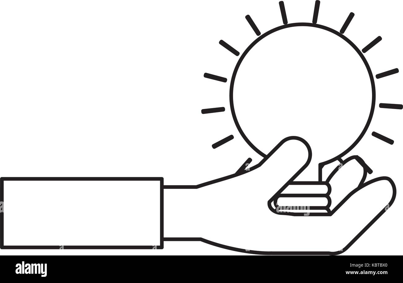hand with bulb light icon over white background vector illustration ...