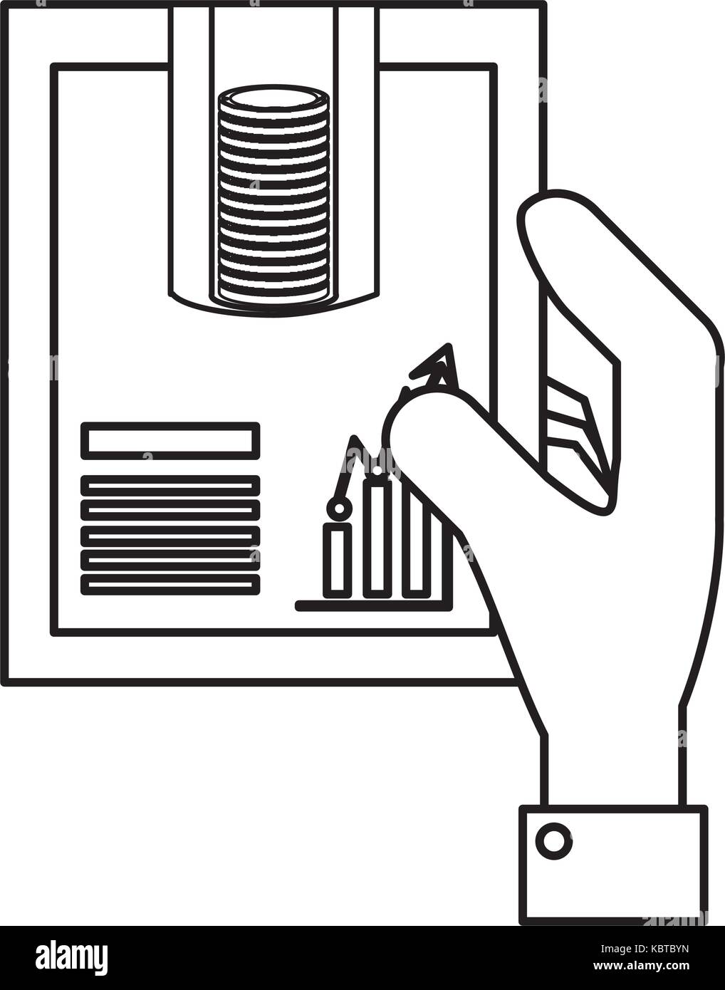 hand with report document icon over white background vector ...
