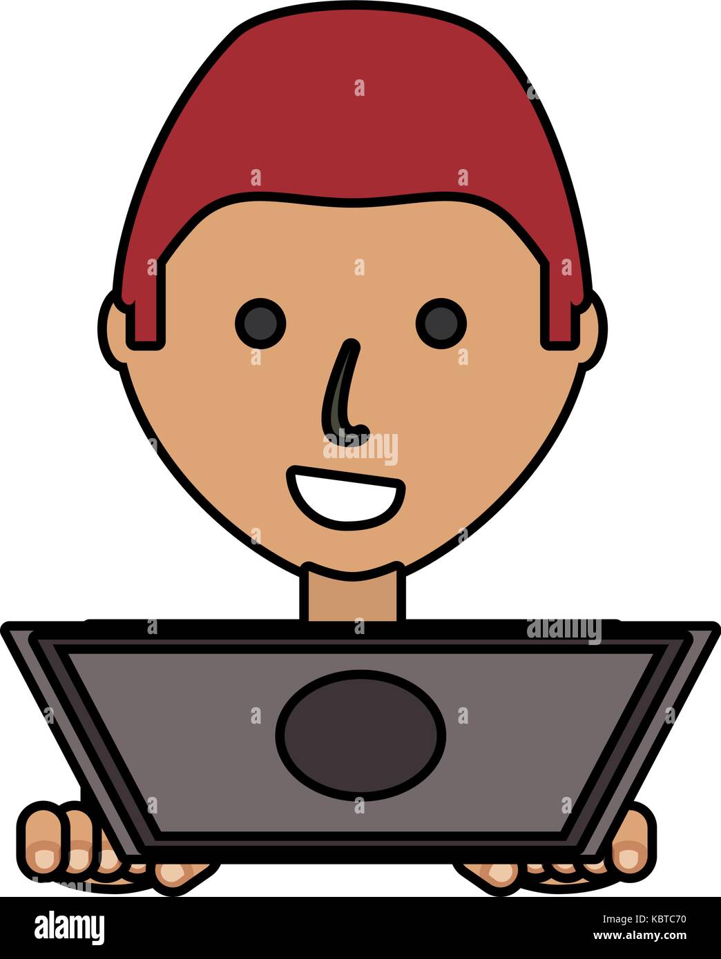 cartoon man working on the computer icon over white background colorful ...