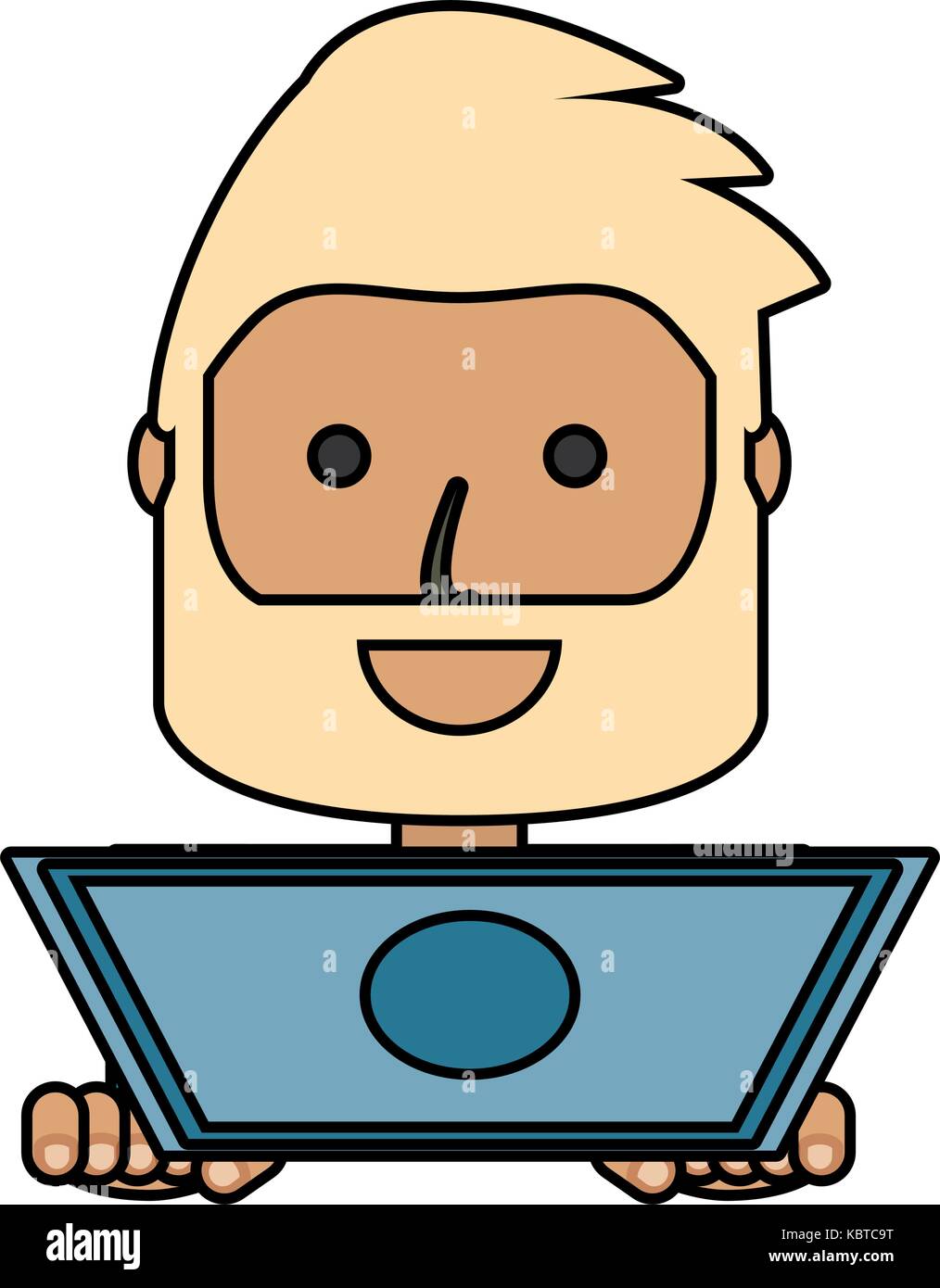 cartoon man working on the computer icon over white background colorful ...