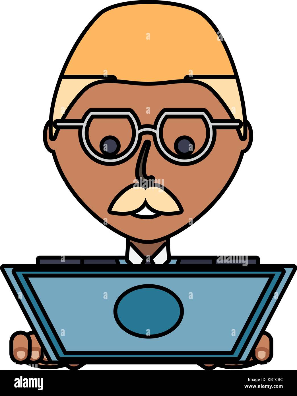 cartoon man working on the computer icon over white background colorful ...