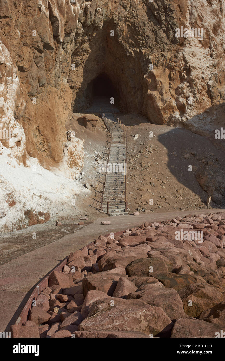 Anzota Caves at Arica on the coast of Chile. The area was a settlement ...