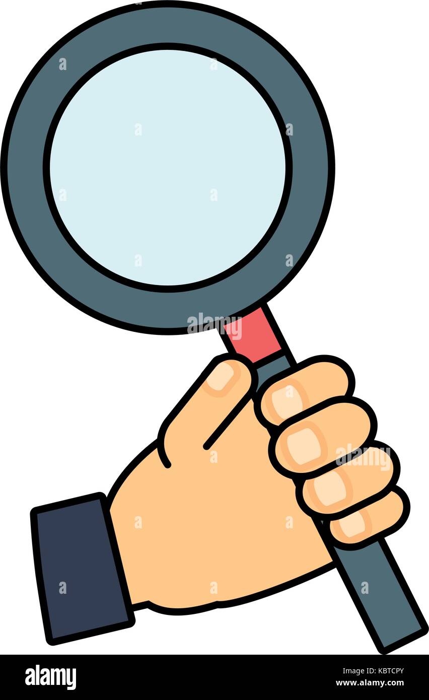 hand with magnifying glass icon over white background vector ...