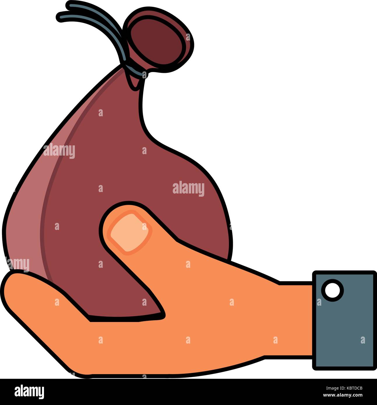 hand with money sack icon over white background vector illustration ...