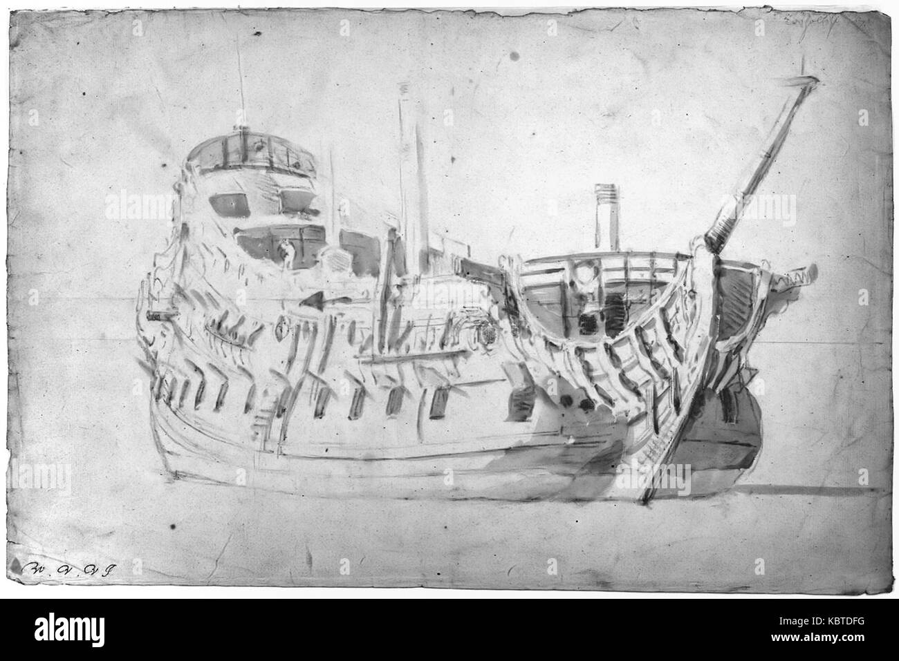 The Resolution, third rate built in 1667, by Willem van de Velde Stock ...