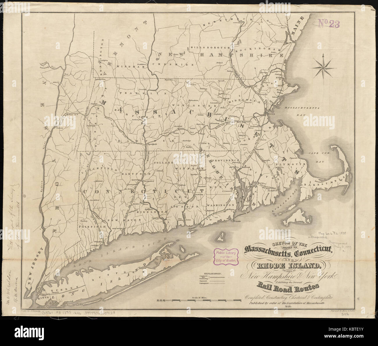 1838 Southern New England railroad map Stock Photo - Alamy