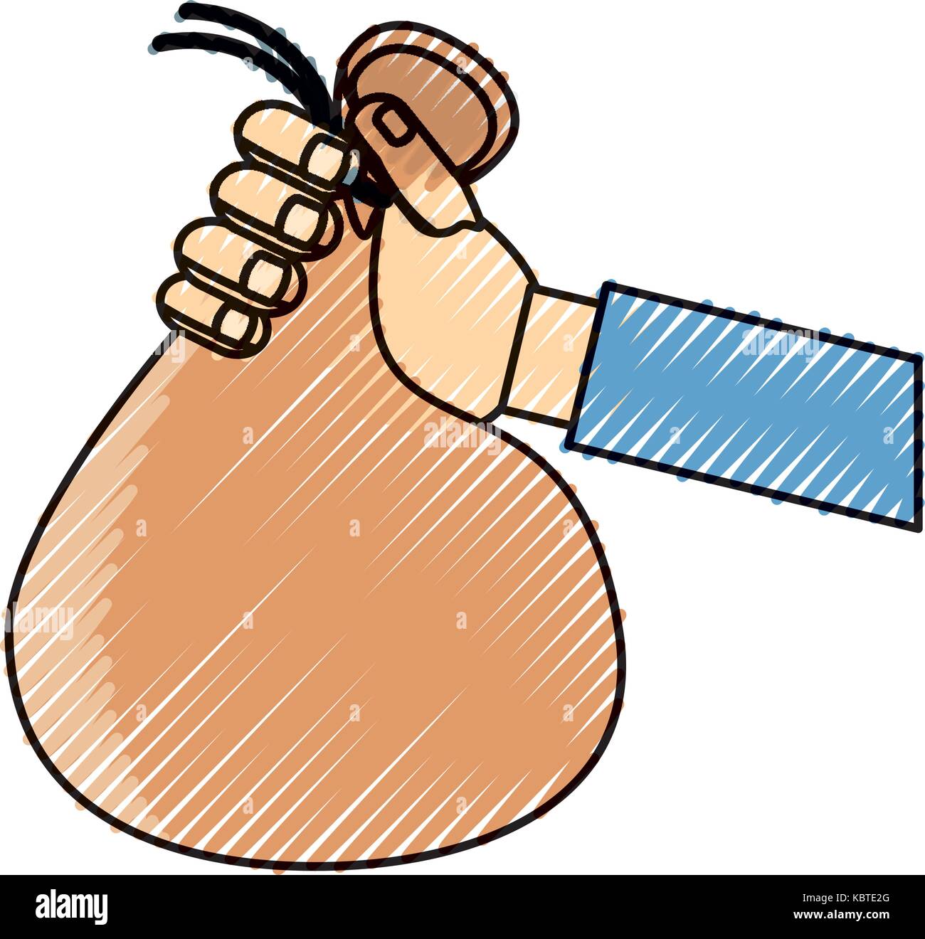 hand with money sack icon over white background vector illustration ...