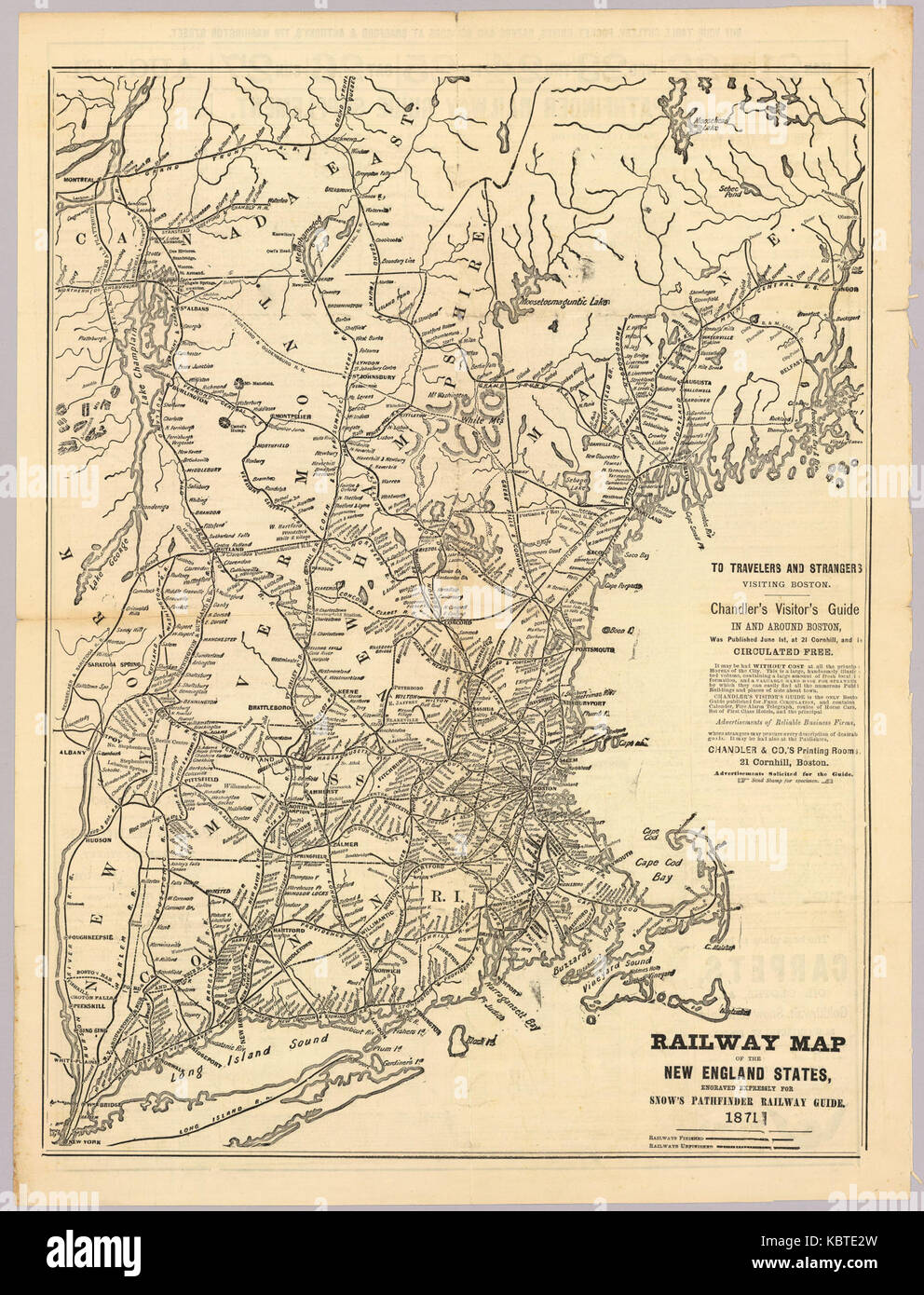 1871 New England railroad map Stock Photo - Alamy