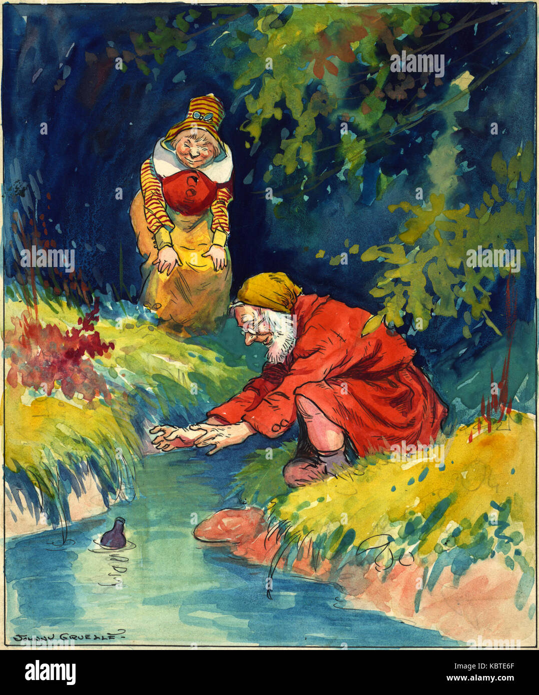 Johnny Gruelle Old man and woman at stream ppmsca.05876 Stock Photo - Alamy