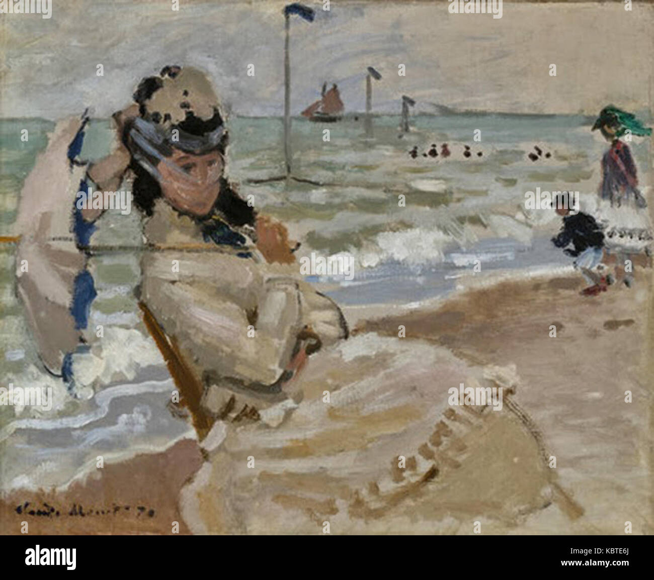 Claude Monet Camille en la playa de Trouville Stock Photo - Alamy
