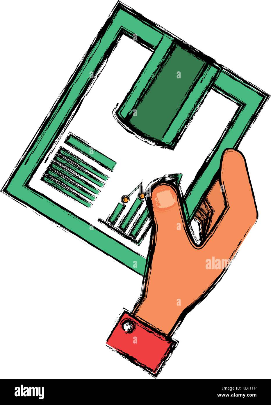 hand with report document icon over white background vector ...