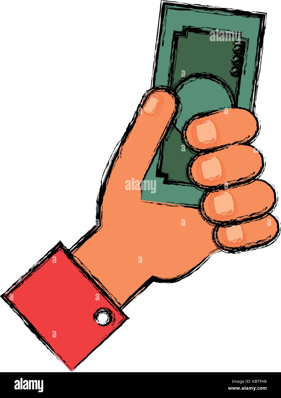 hand with money bill icon over white background colorful design vector ...