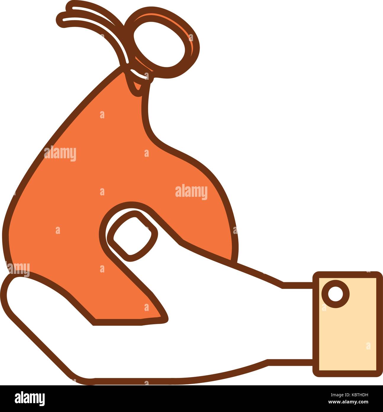 hand with money sack icon over white background vector illustration ...