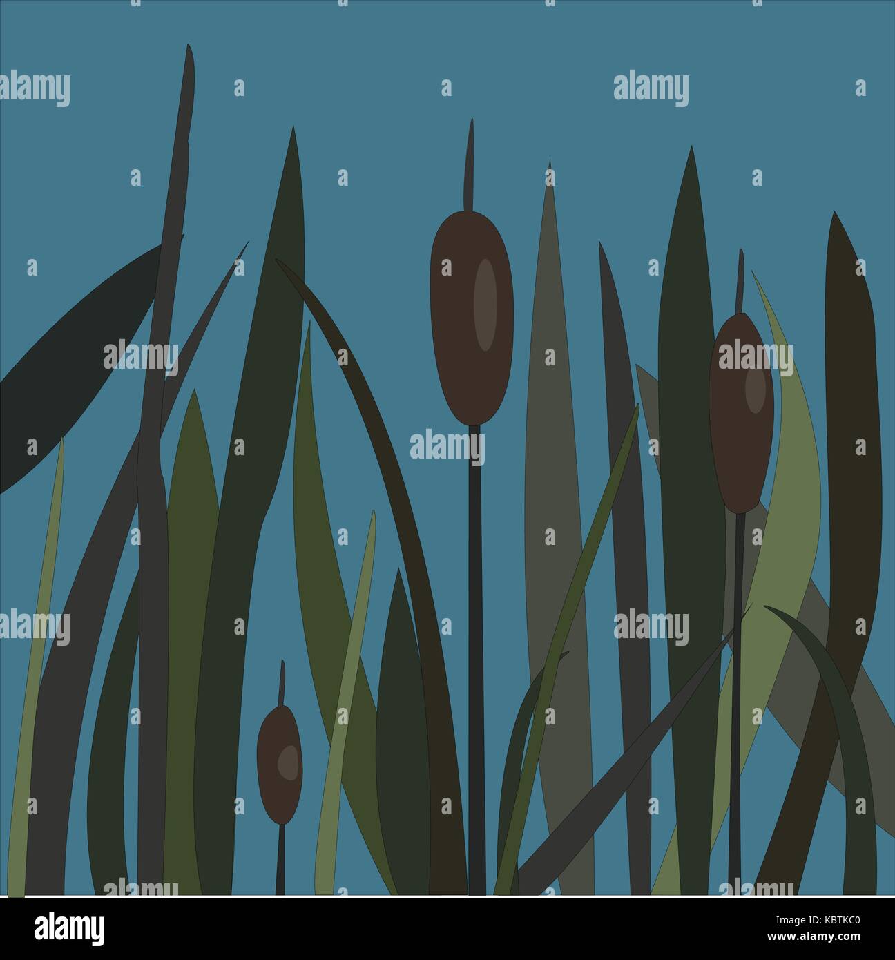 Bush of Swamp Reed on a Lake. vector Illustration Stock Vector Image ...