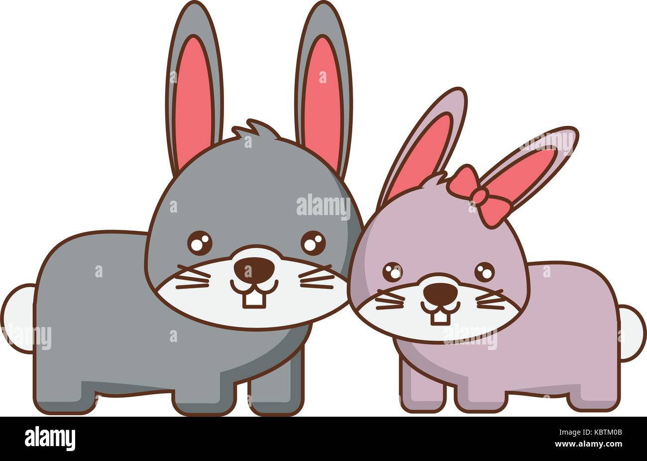 cute couple of rabbits icon over white background vector illustration ...