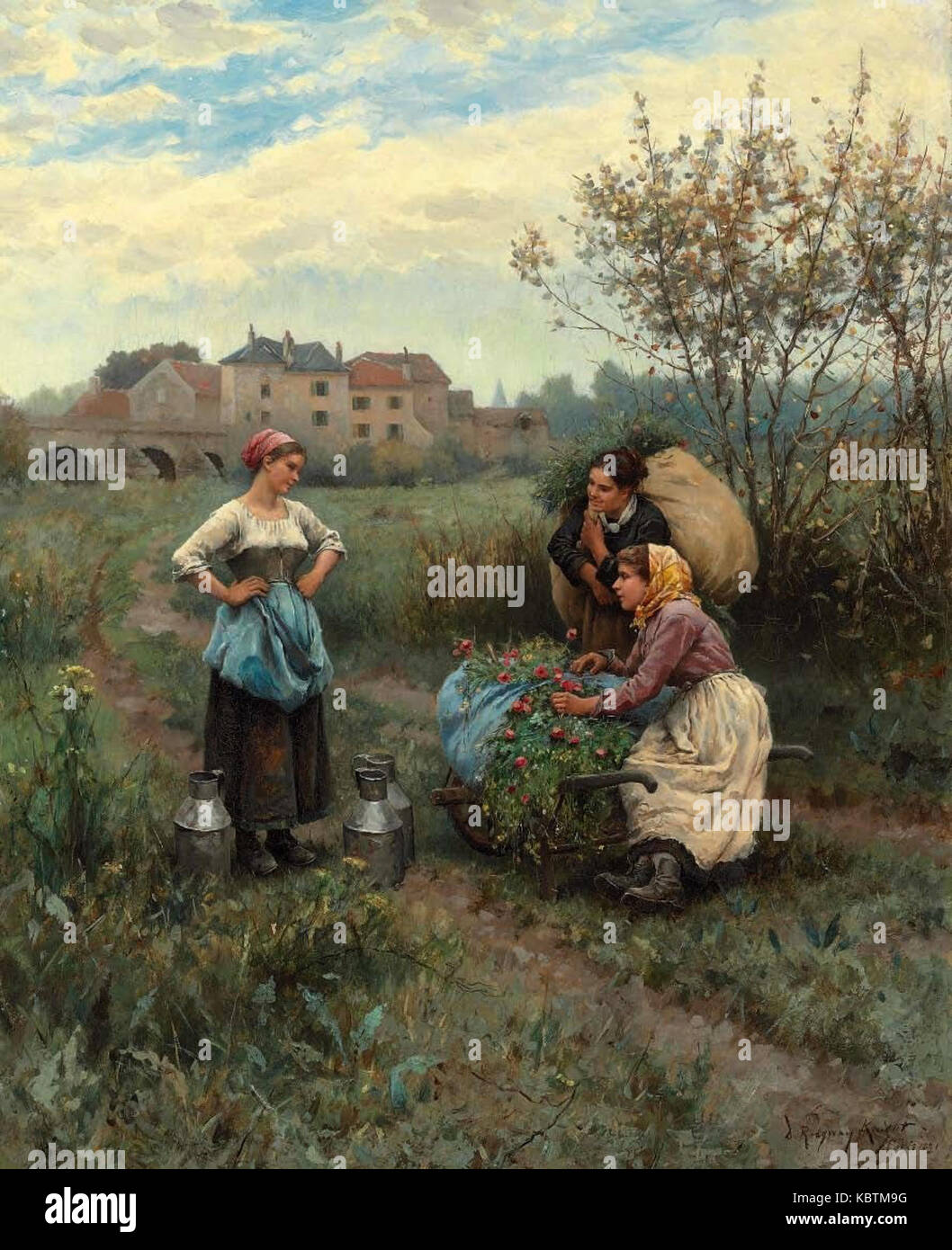 Daniel Ridgway Knight Three Women in a Landscape Stock Photo - Alamy