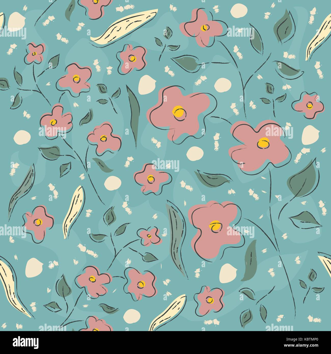 Floral Seamless Pattern Hand Drawn Vector Illustration Stock Vector