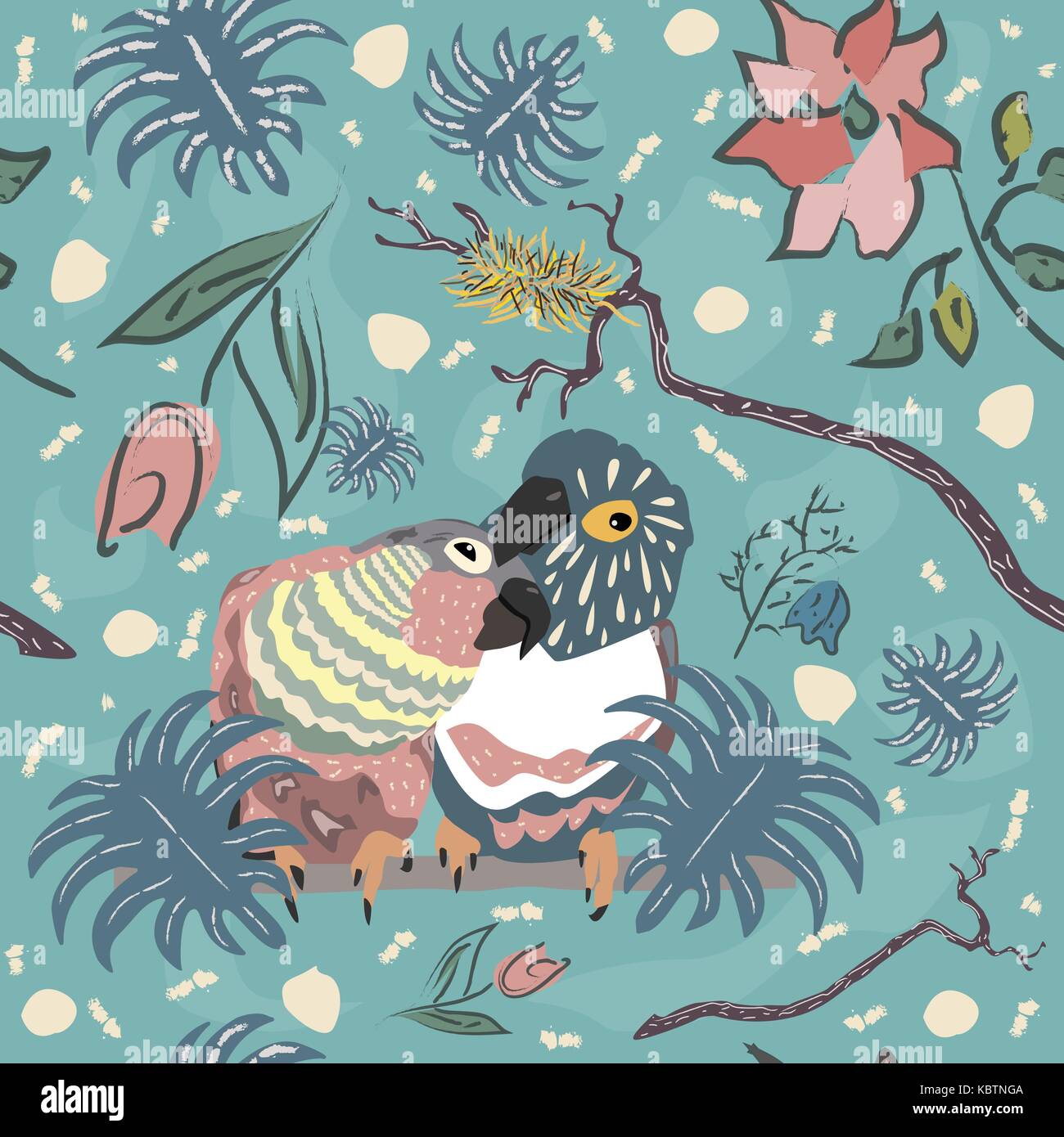 Parrot Birds Seamless Pattern. Vector illustration Stock Vector Image ...