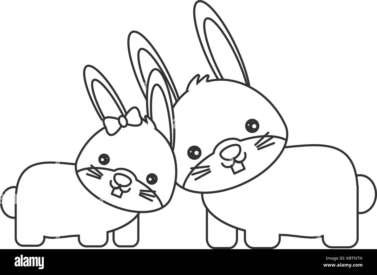 cute couple of rabbits icon over white background vector illustration ...