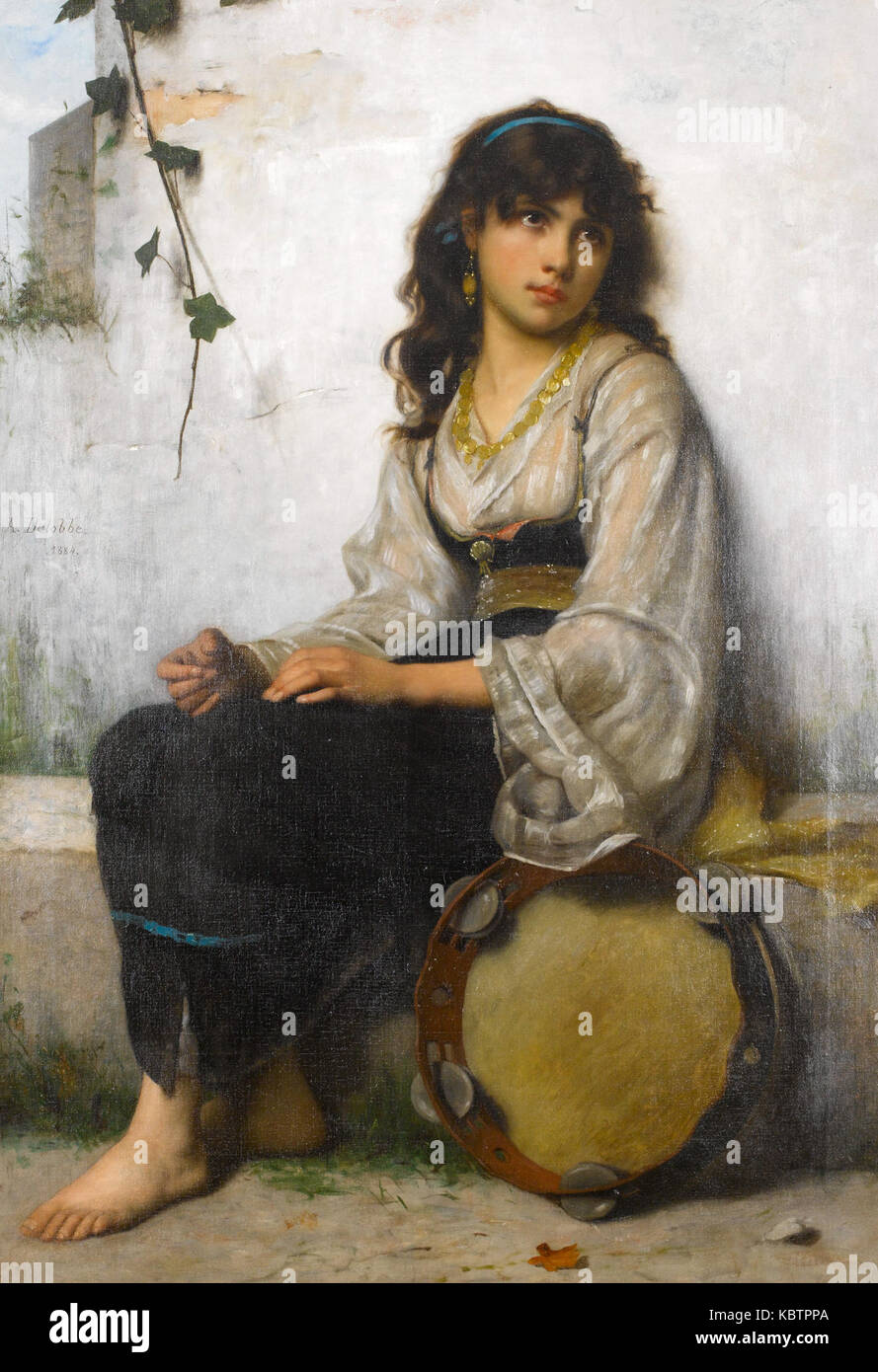 Francis Alfred Delobbe The Little Tambourine girl 1884 Stock Photo - Alamy