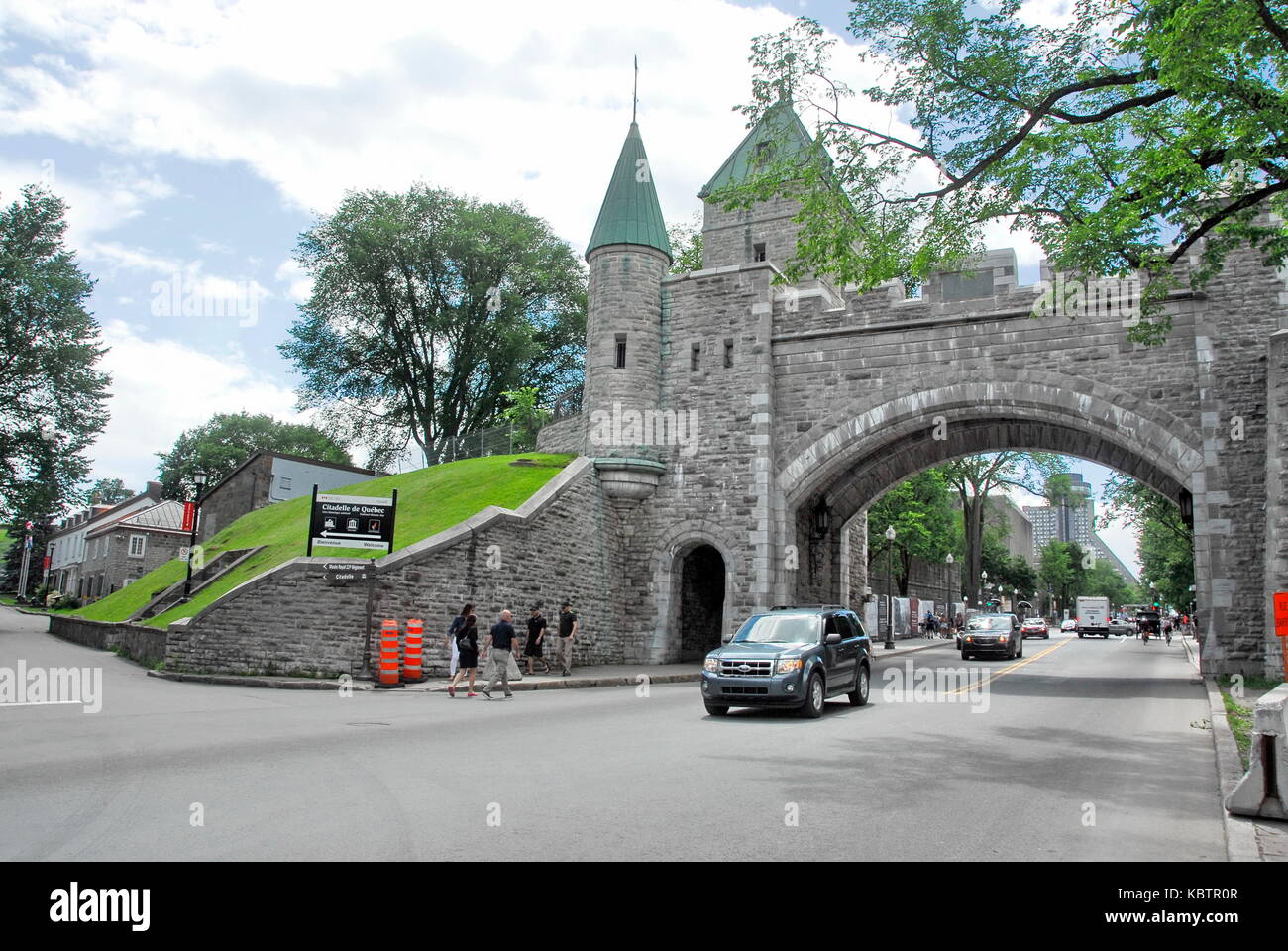 Arched entryway to the modern Quebec City, Quebec Province, Canada ...