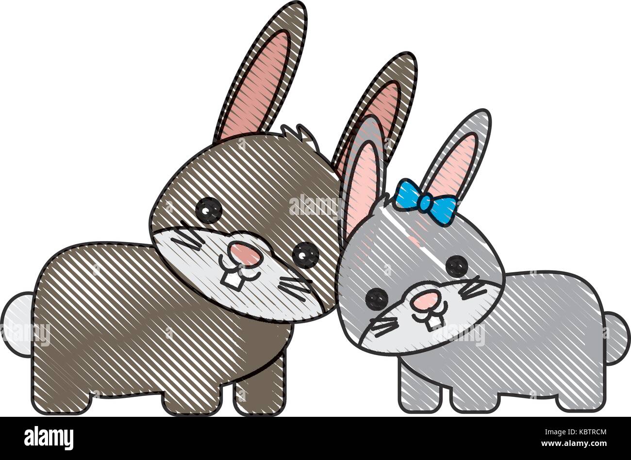 cute couple of rabbits icon over white background vector illustration ...
