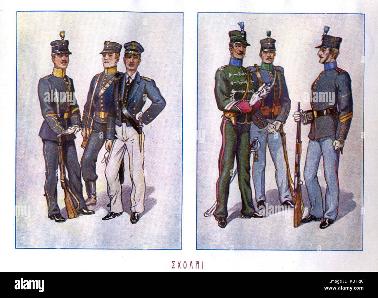This image depicts Greek military school cadets from around 1900 ...