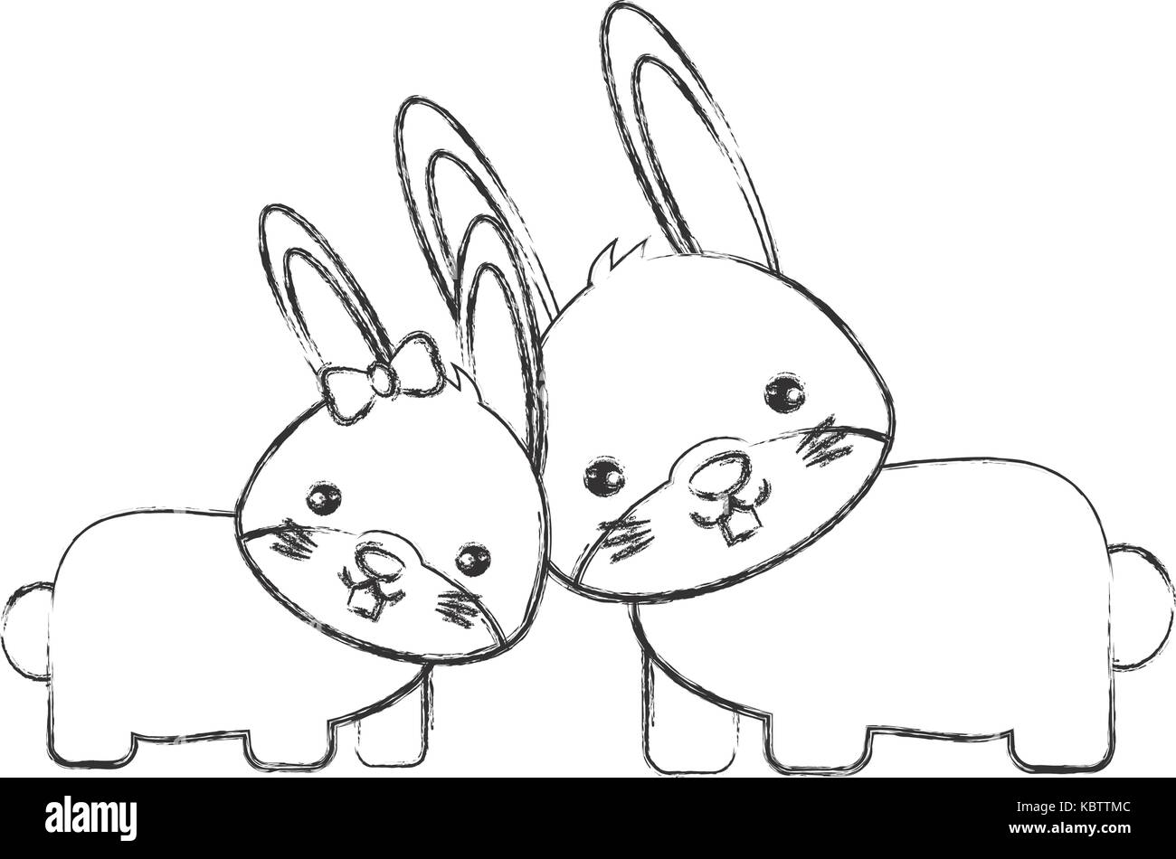 cute couple of rabbits icon over white background vector illustration ...