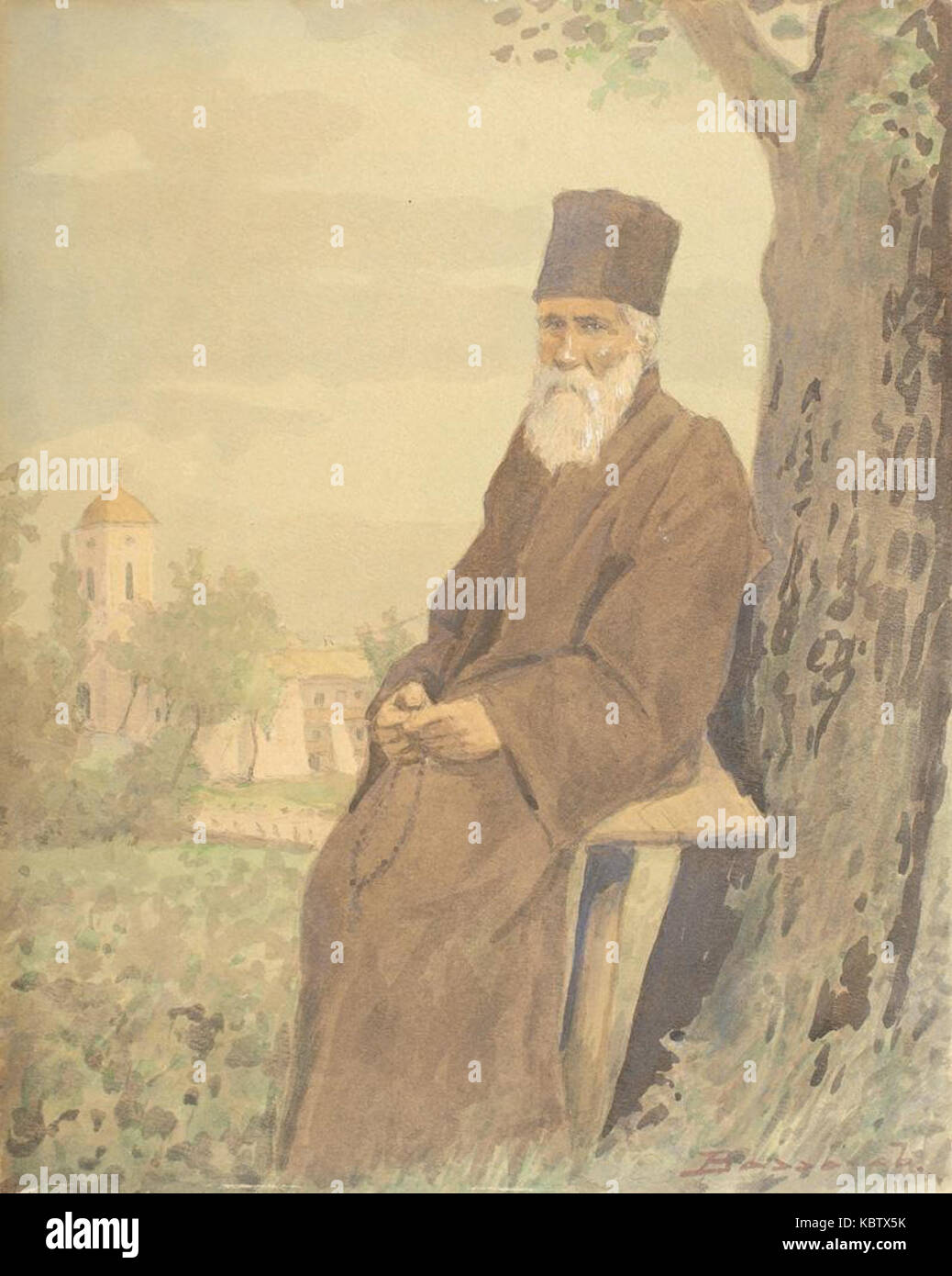 Ludovic Bassarab Calugar odihnindu se Stock Photo - Alamy