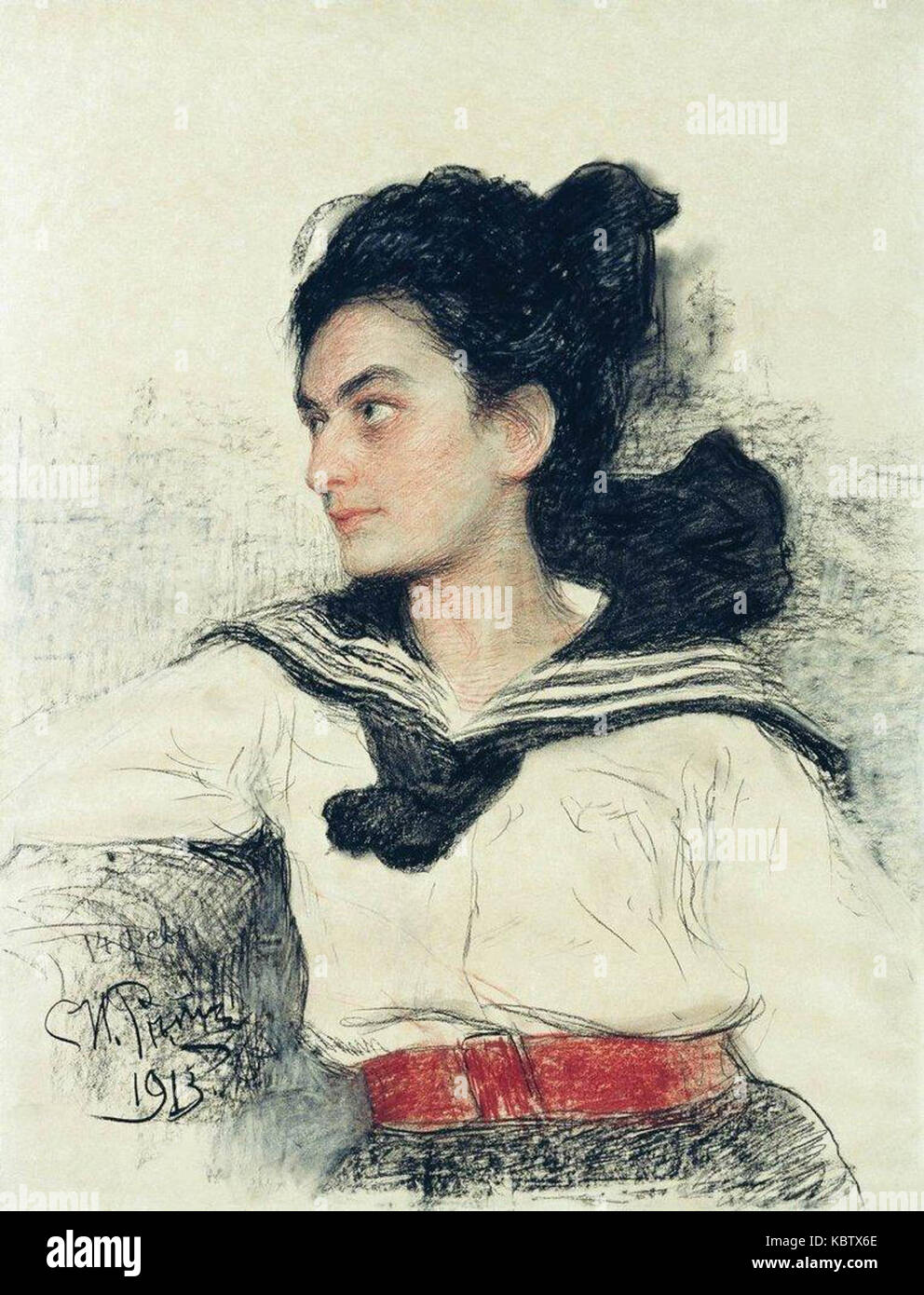 A portrait of M.O. Lowenfeld, painted by the Russian artist Ilya Repin ...