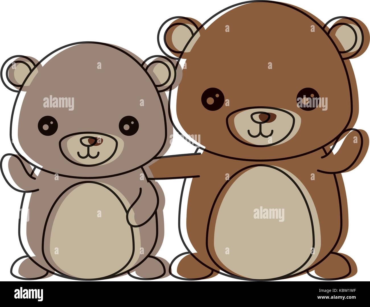 cute couple of bears icon over white background vector illustration ...