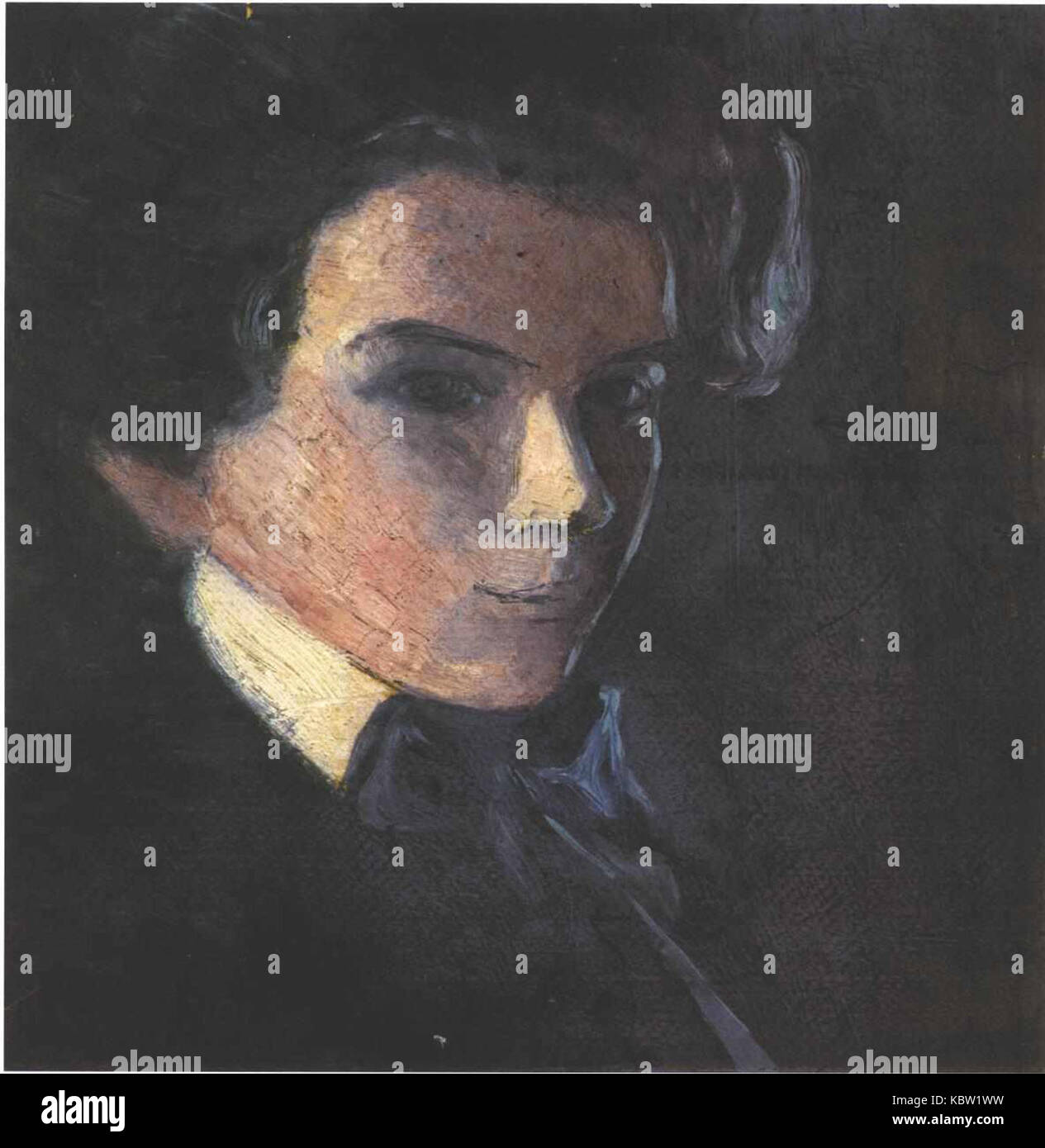 This self-portrait by Egon Schiele shows the artist in profile ...