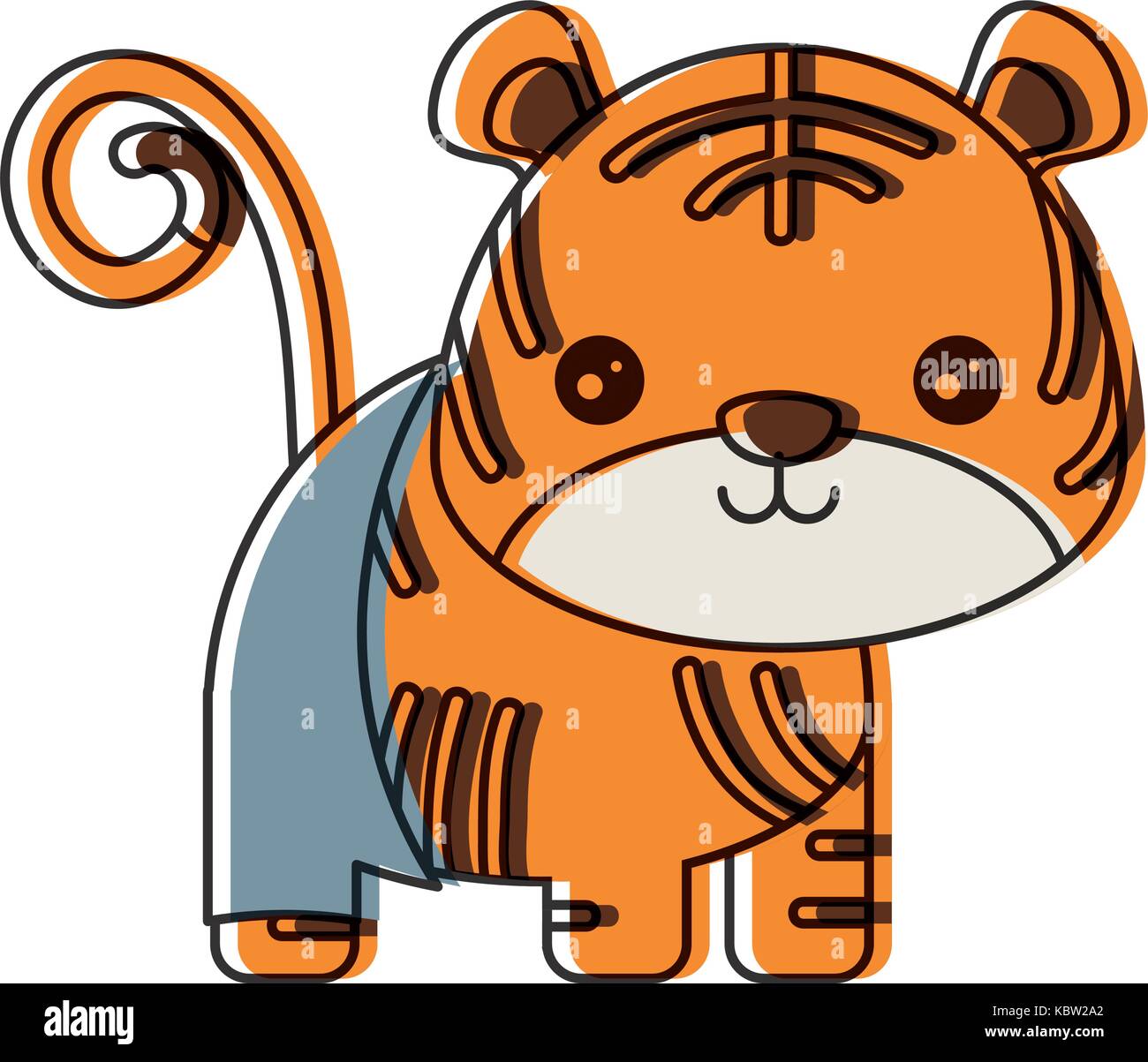 cute tiger icon over white background colorful design vector ...